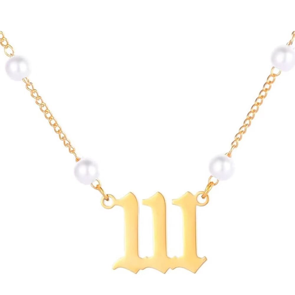 HIJONES Women's Pearl Angel Number 111 Necklace Numbers Pendant Choker ...