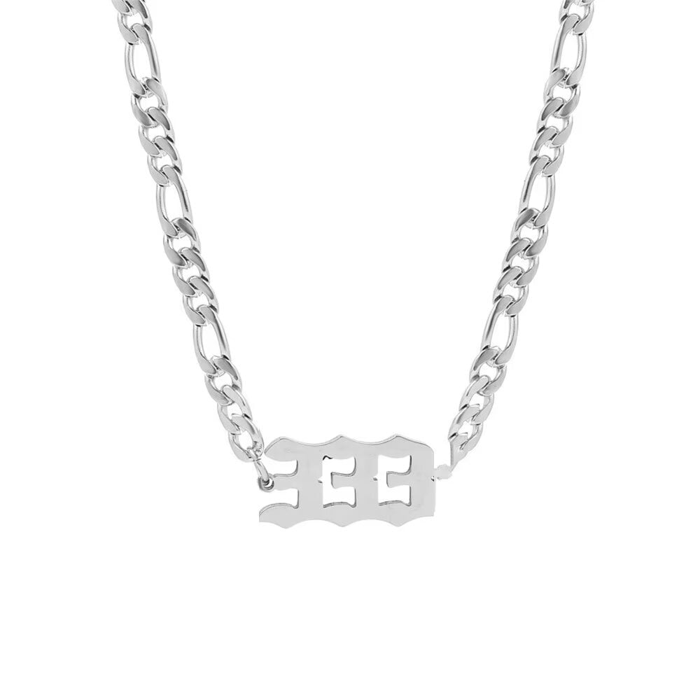 HIJONES Women's Stainless Steel Angel Number 333 Necklace Flat Pendant ...