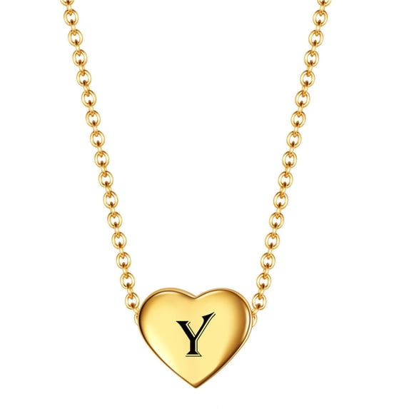 HIJONES Women's Stainless Steel Dainty Love Heart Locket Pendant A-Z ...