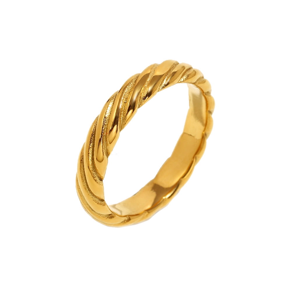HIJONES Women's Stainless Steel Gold Plated Twisted Plait Stackable ...