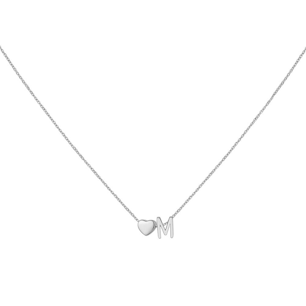 HIJONES Women's Stainless Steel Heart Initial Necklace Tiny Letter ...