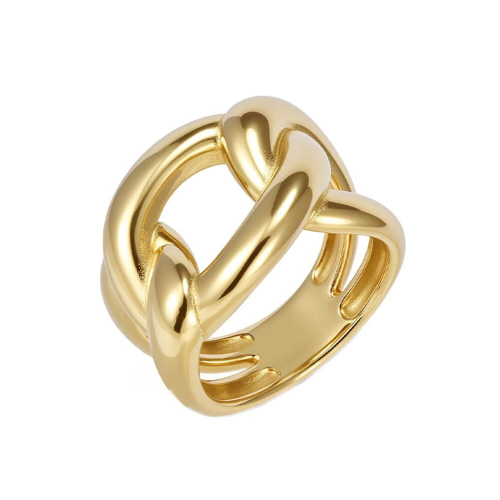 HIJONES Women's Stainless Steel Trendy Big Chain Rope Statement Ring ...