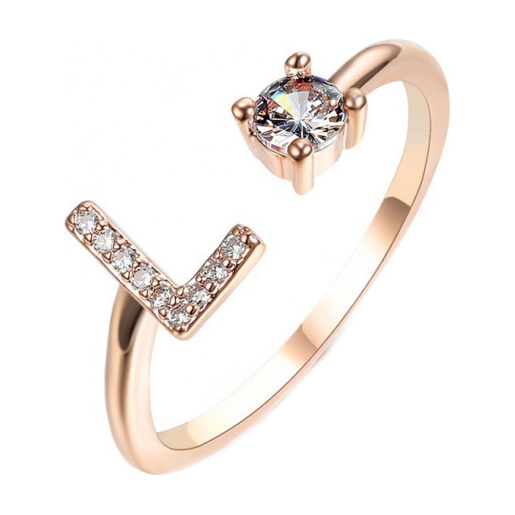 HIJONESWomen's Stainless Steel Round Zircon Capital Letter Stackable ...