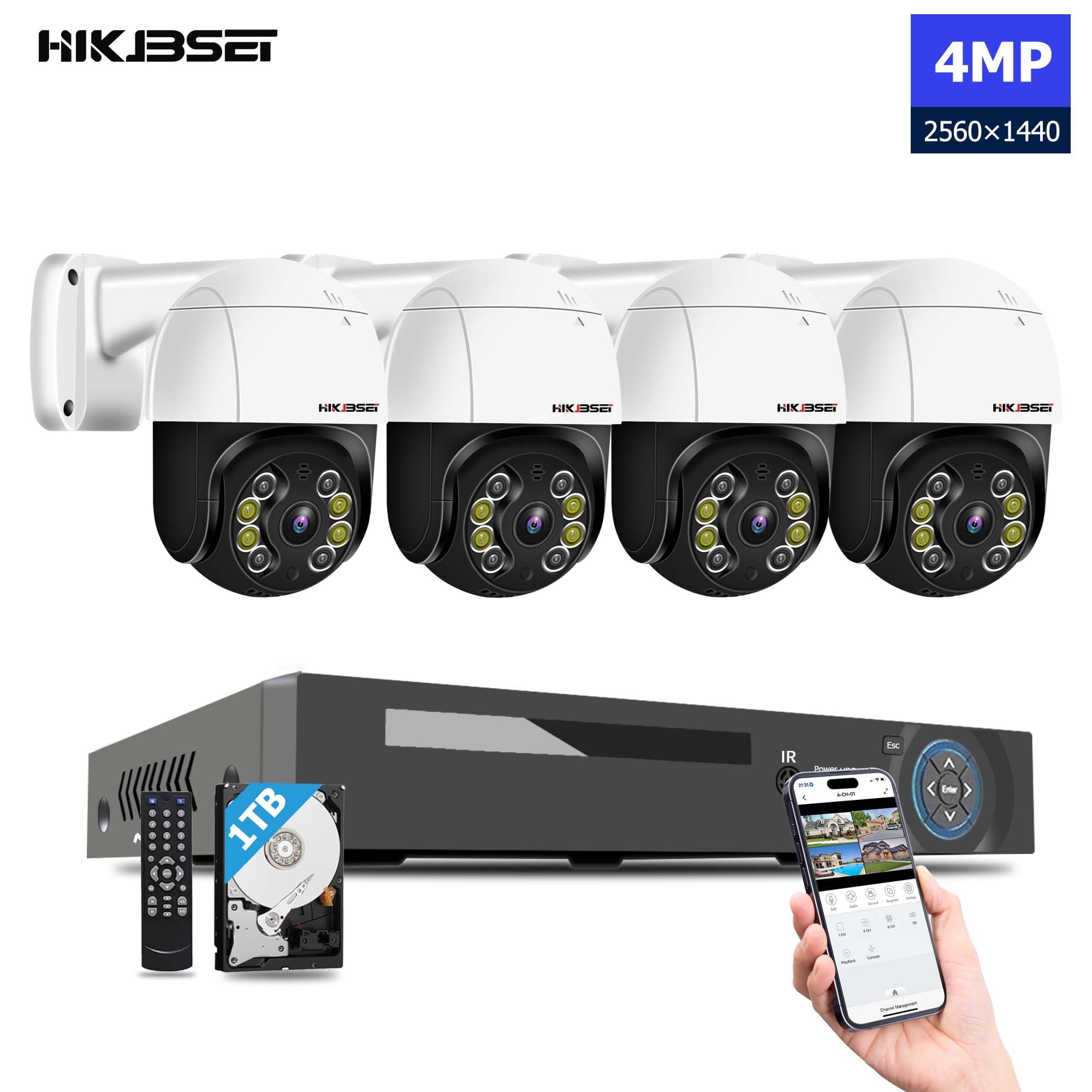 HIKJBSET POE Wired Security Camera System Outdoor with 1TB Hard Drive ...