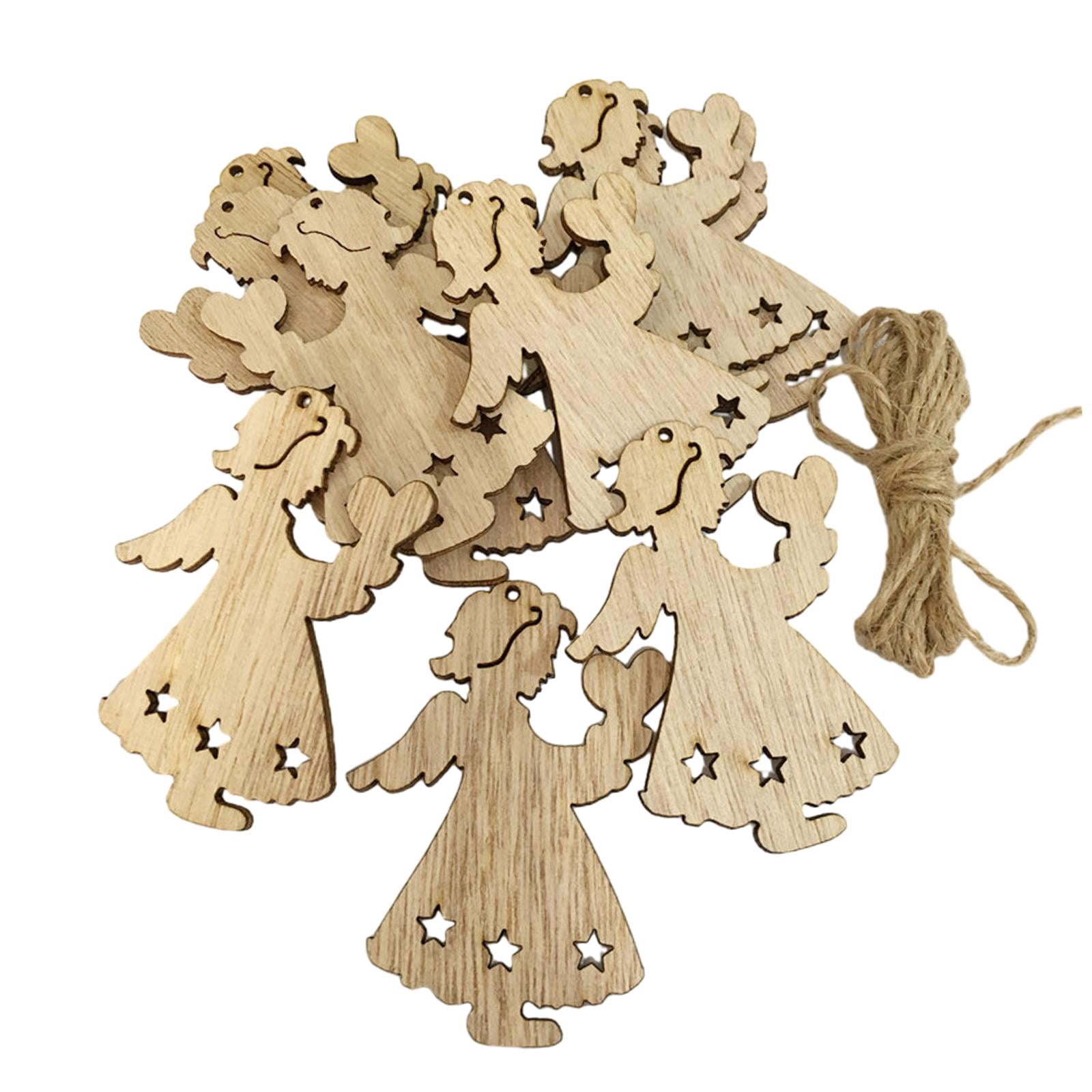 HILABEE 10 Pieces Christmas Wood Slices Unfinished Wooden Cutouts ...