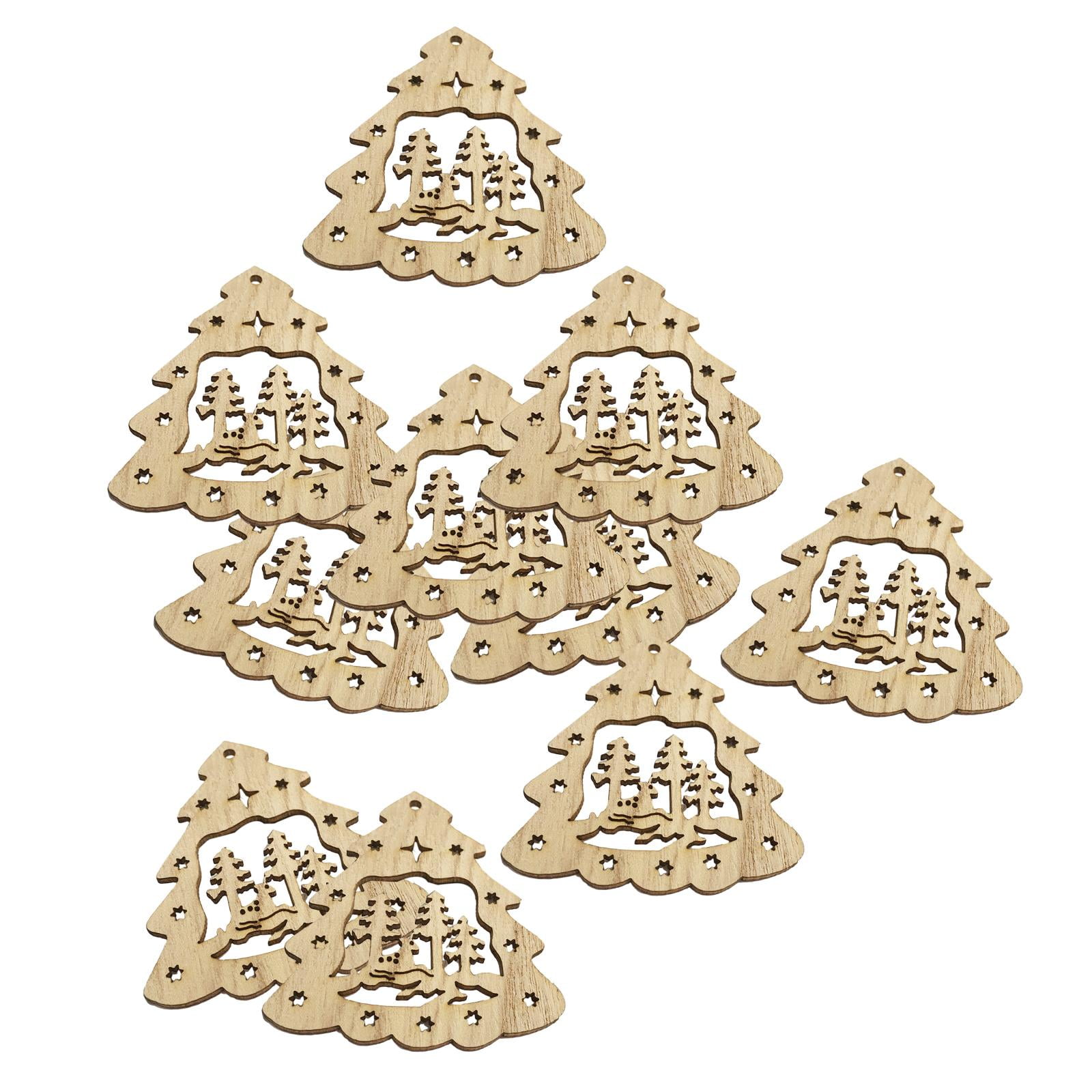 HILABEE 10 Pieces Christmas Wood Slices Unfinished Wooden Cutouts ...