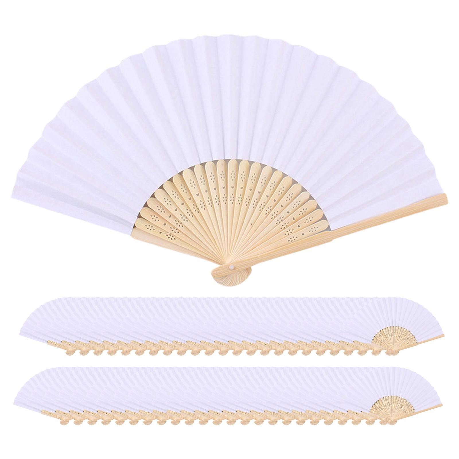 HILABEE 50Pcs Paper Fans for Kids Crafts Hand Fans Folding Fans Blank ...