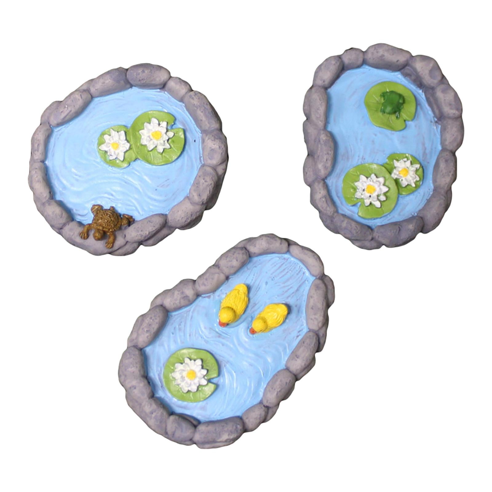 HILABEE Mini Water Pool Ornament Set of 3, Exquisite Outdoor Resin ...