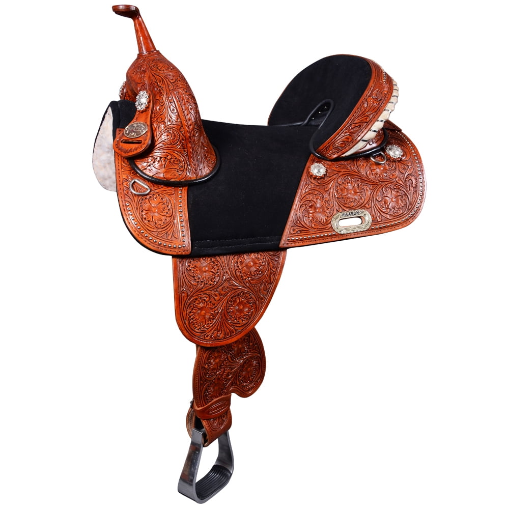 HILASON 15 Treeless Western Trail Barrel Racing American Leather Saddle ...