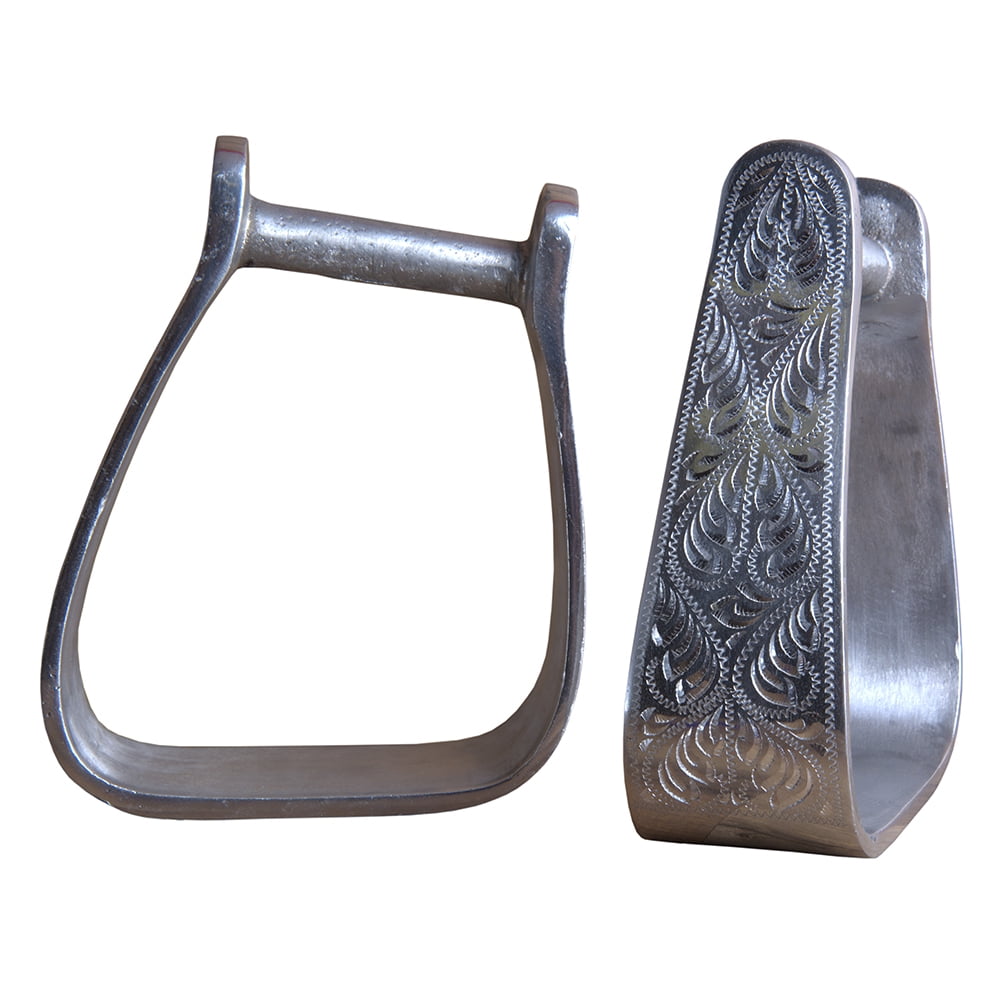 HILASON Horse Western Saddle Stirrup Tack Engraved Aluminum Angled ...