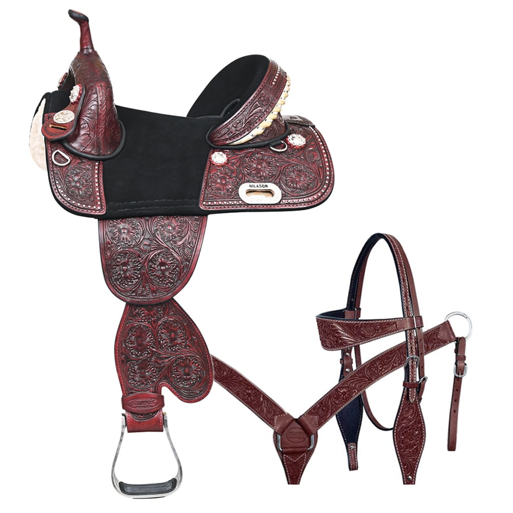 HILASON Western Horse Child Saddle Treeless American Leather Barrel ...