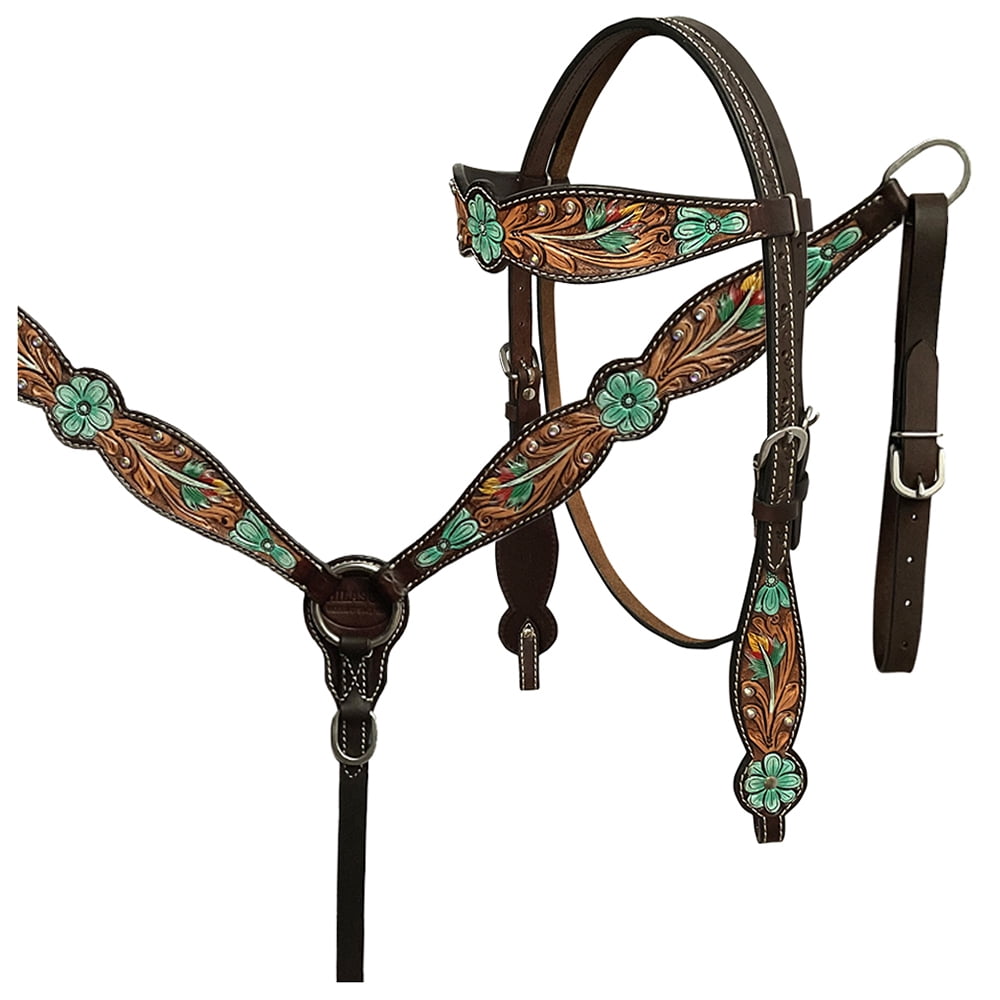 HILASON Western Horse Floral Headstall Breast Collar Set American ...