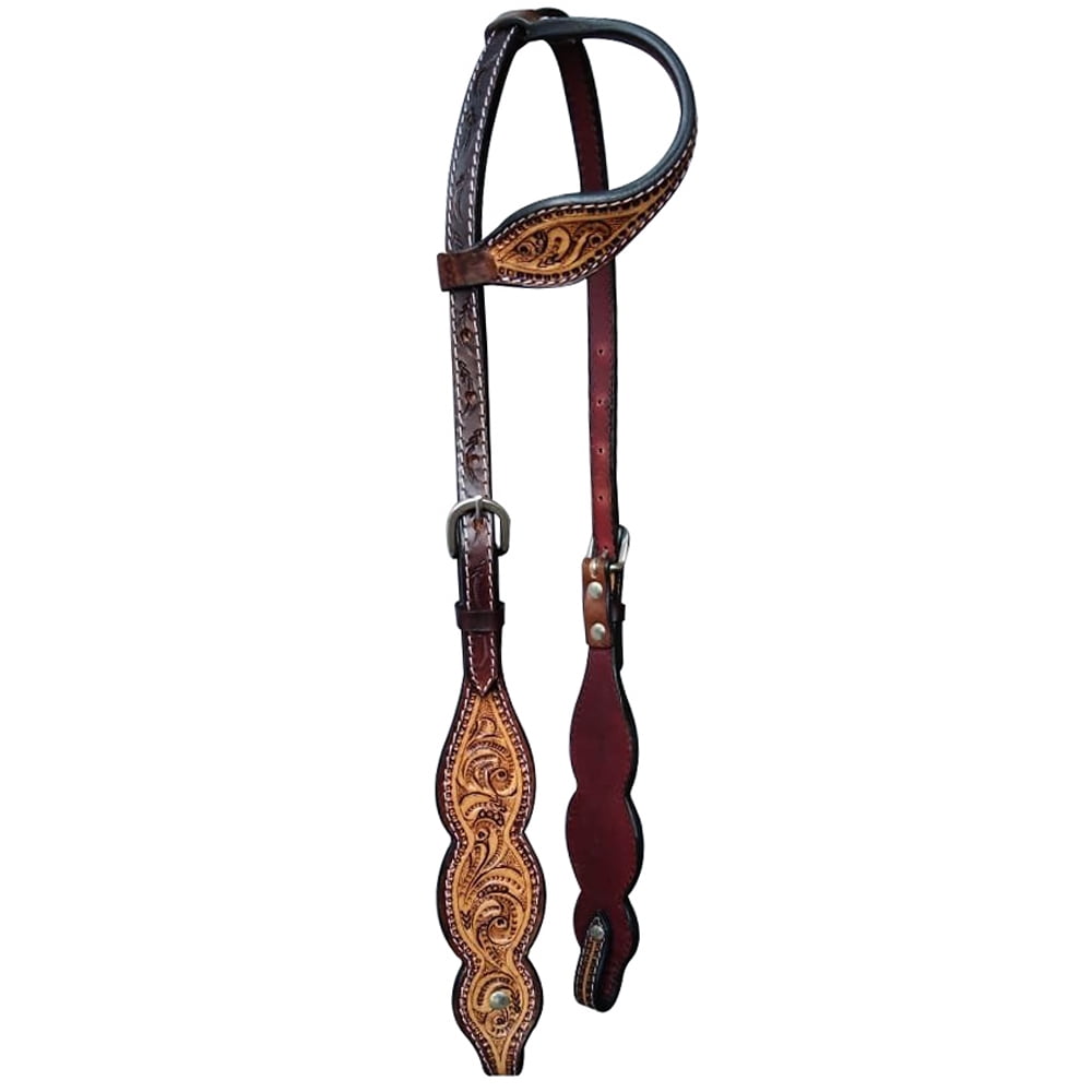 HILASON Western Horse Floral One Ear Headstall American Leather Brown ...