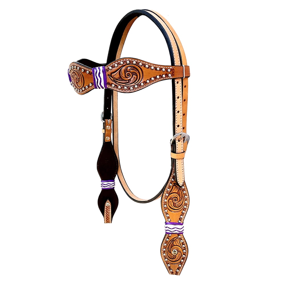 HILASON Western Horse Headstall Rawhide Braided American Leather Tan ...