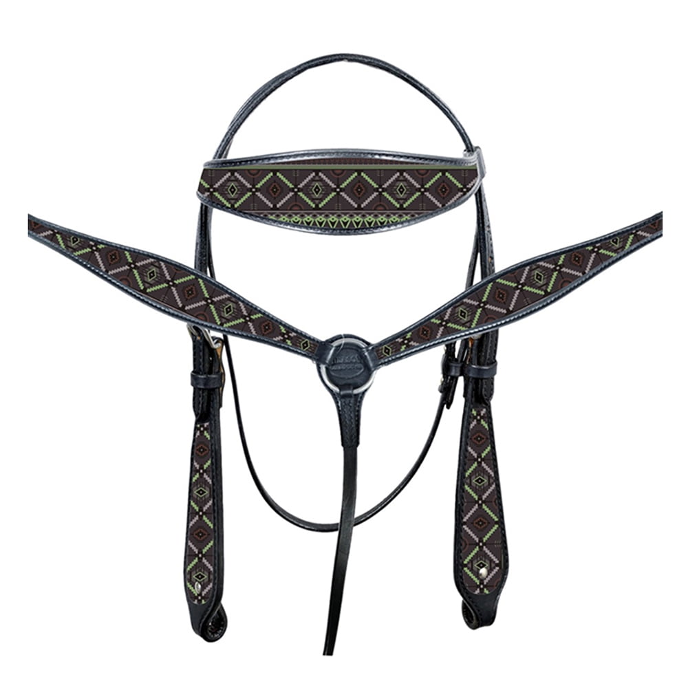 HILASON Western Horse Leather Headstall & Breast Collar Tack Set Grey ...