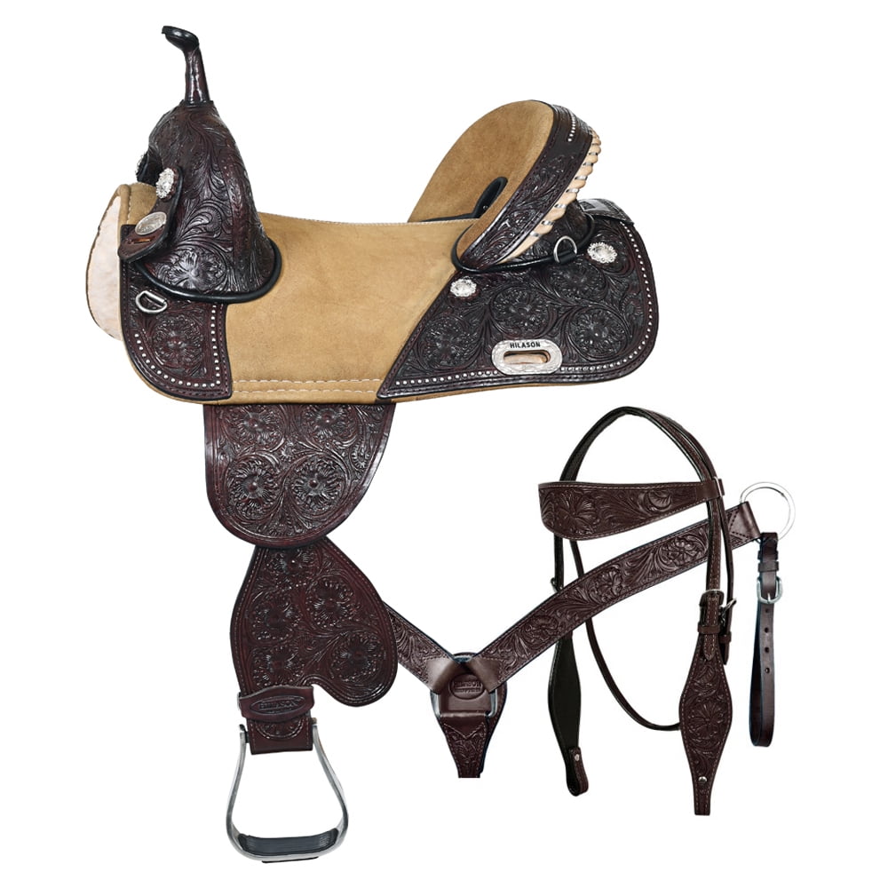 HILASON Western Horse Saddle Treeless American Leather Trail Barrel ...