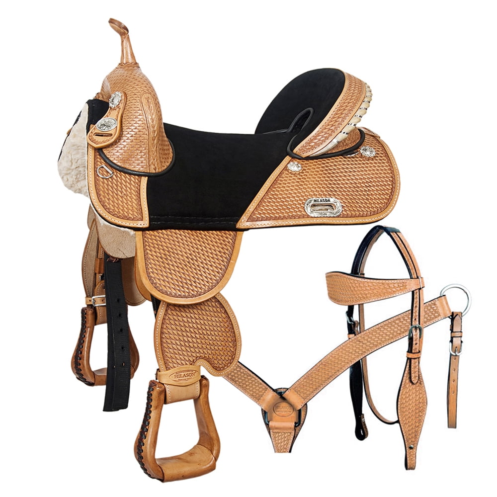 HILASON Western Horse Saddle Treeless American Leather Trail Barrel ...