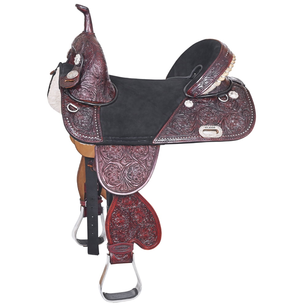 HILASON Western Horse Saddle Treeless Trail Barrel Leather | Horse Saddle | Western Saddle ...