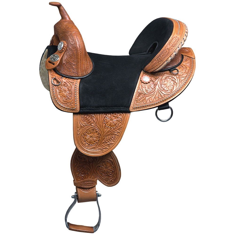 HILASON Western Horse Treeless Trail Barrel American Leather Saddle ...