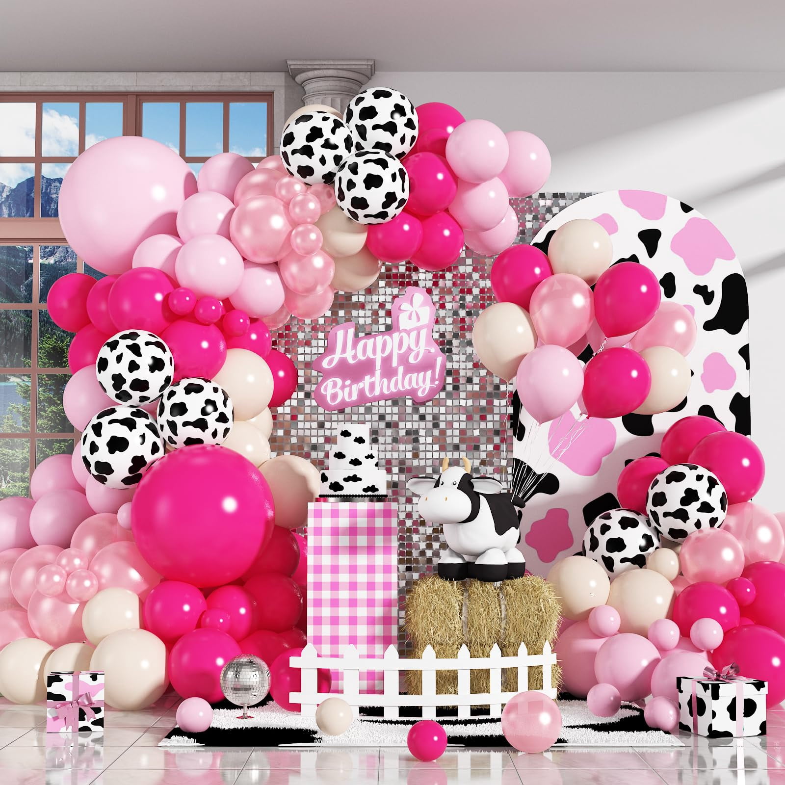 HILAVO Cowgirl Balloon Arch Kit Cow KKS1 Print Balloons Light Pearl ...