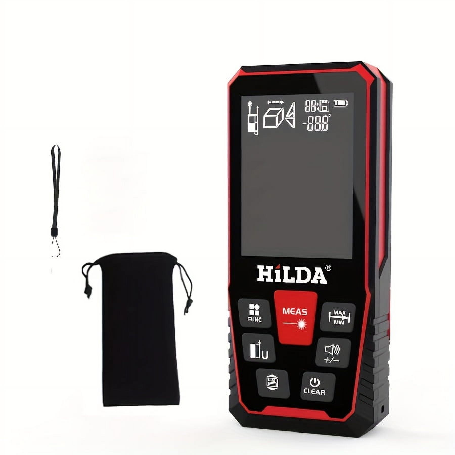 HILDA Digital Laser Distance Meter with Electronic Angle Sensor, LCD ...