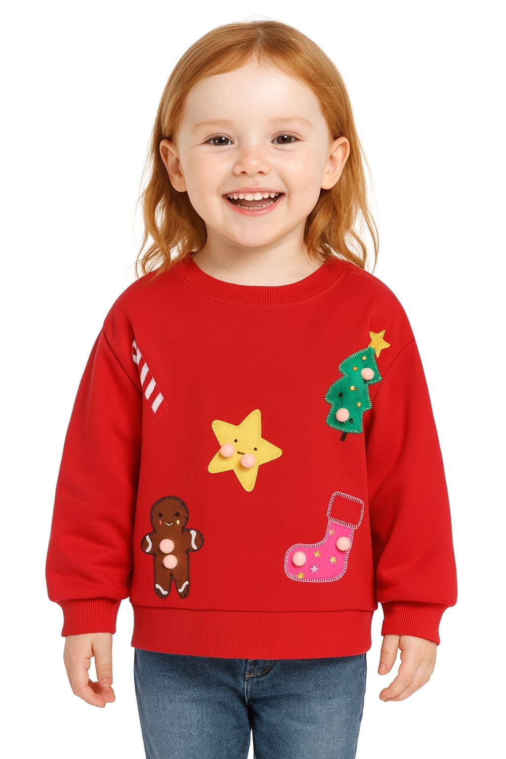 HILEELANG Toddler Girls（2-7Y) Christmas Red Sweatshirt - Kids Festive ...