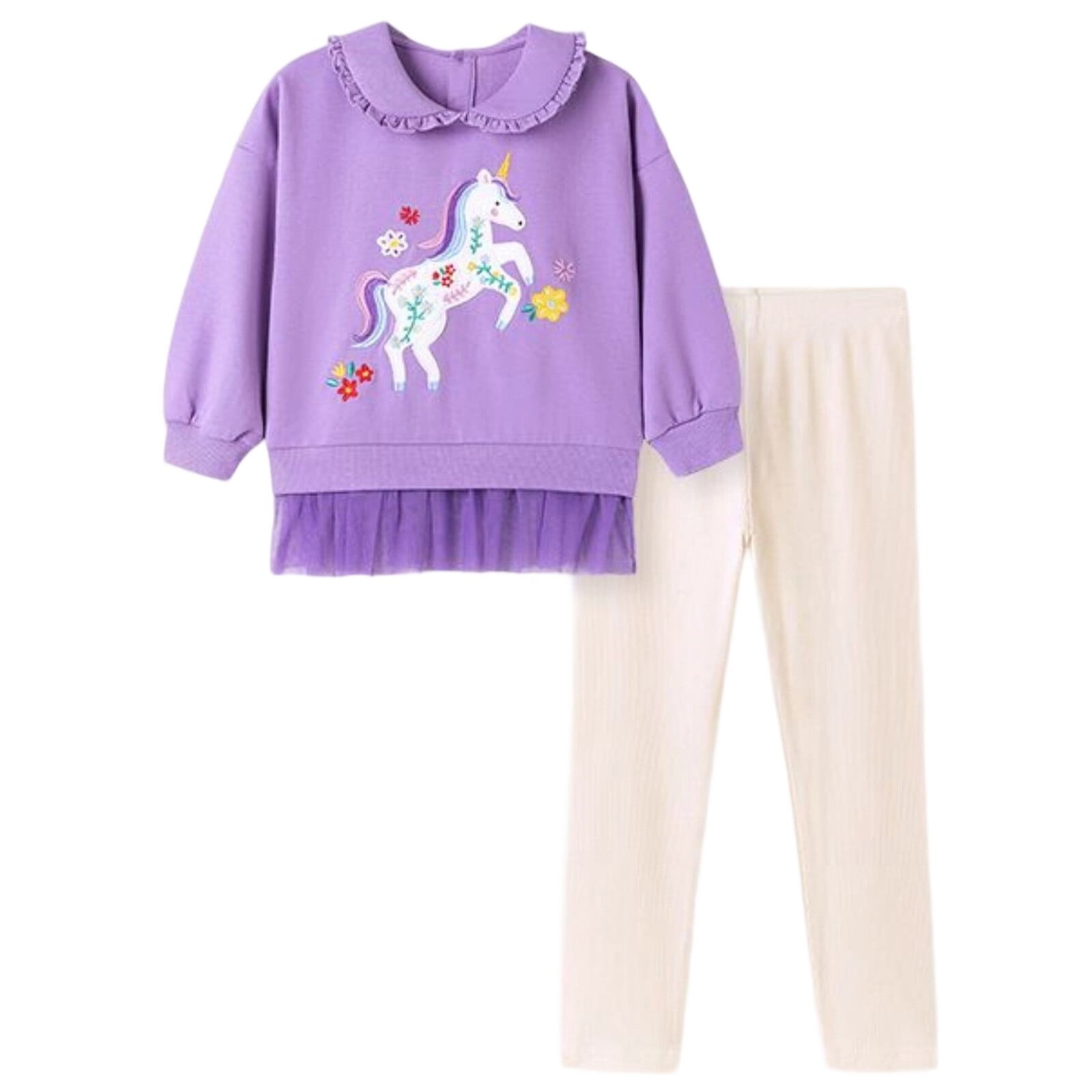 HILEELANG little Girl Sweatshirt and Leggings Set （Age:2-7Y) – Long ...