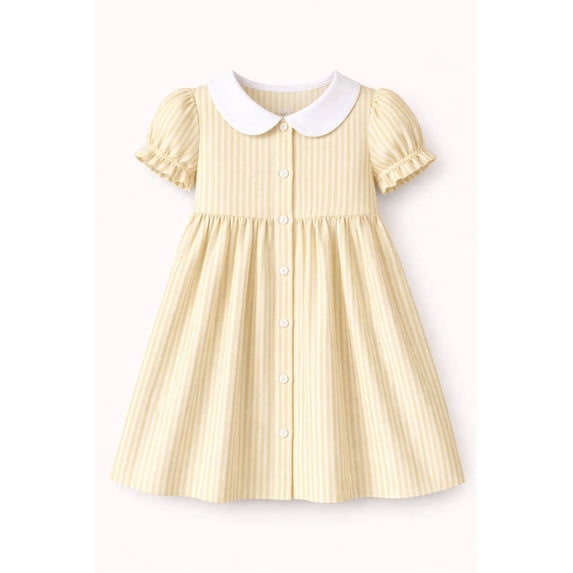 HILEELANG 2-7T Toddler/Little Girls Light Yellow White Stripe 100% ...