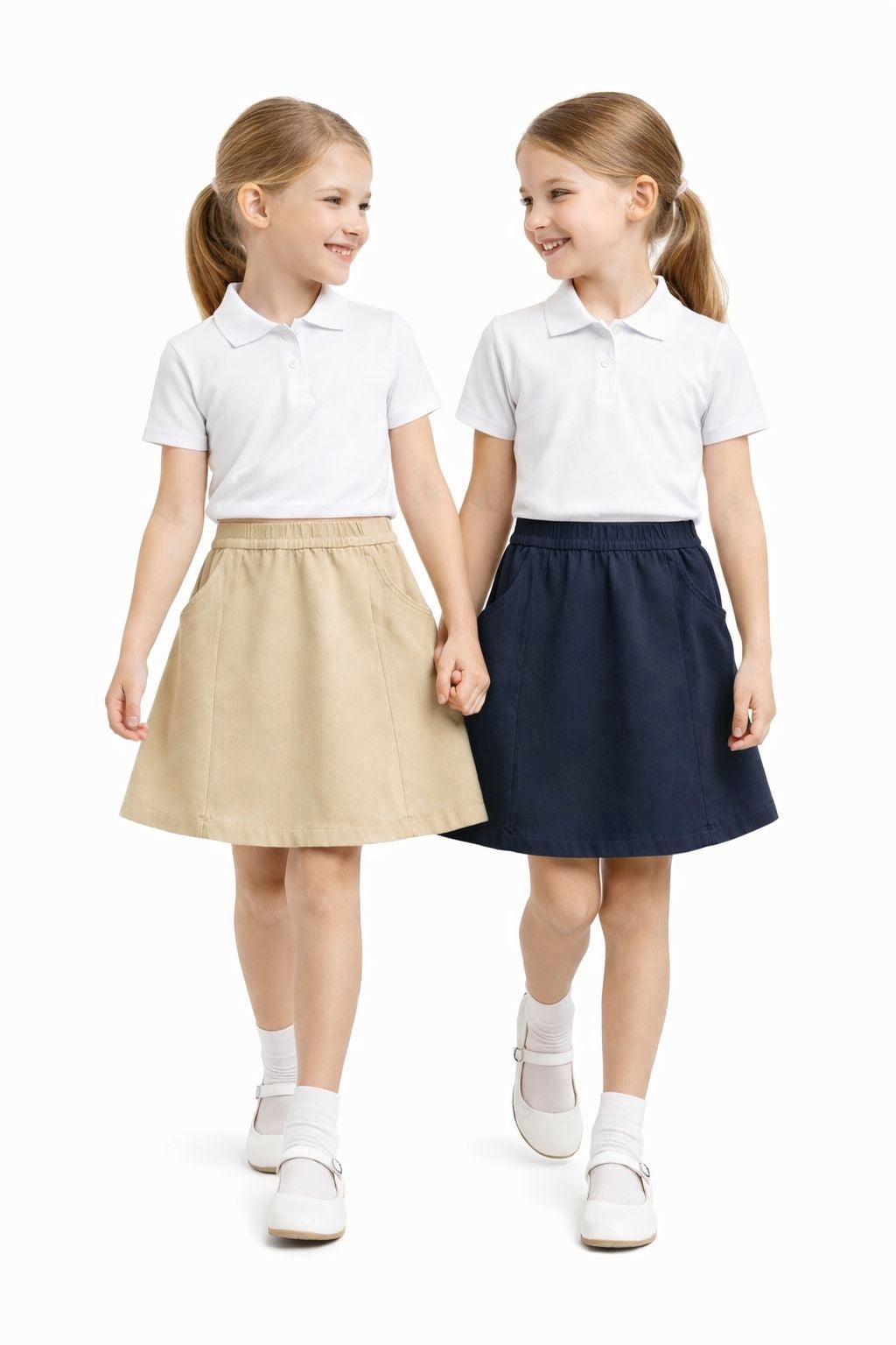 HILEELANG 4-13 Little Big Girls 2 Pack Skorts Navy and Khaki with Built ...