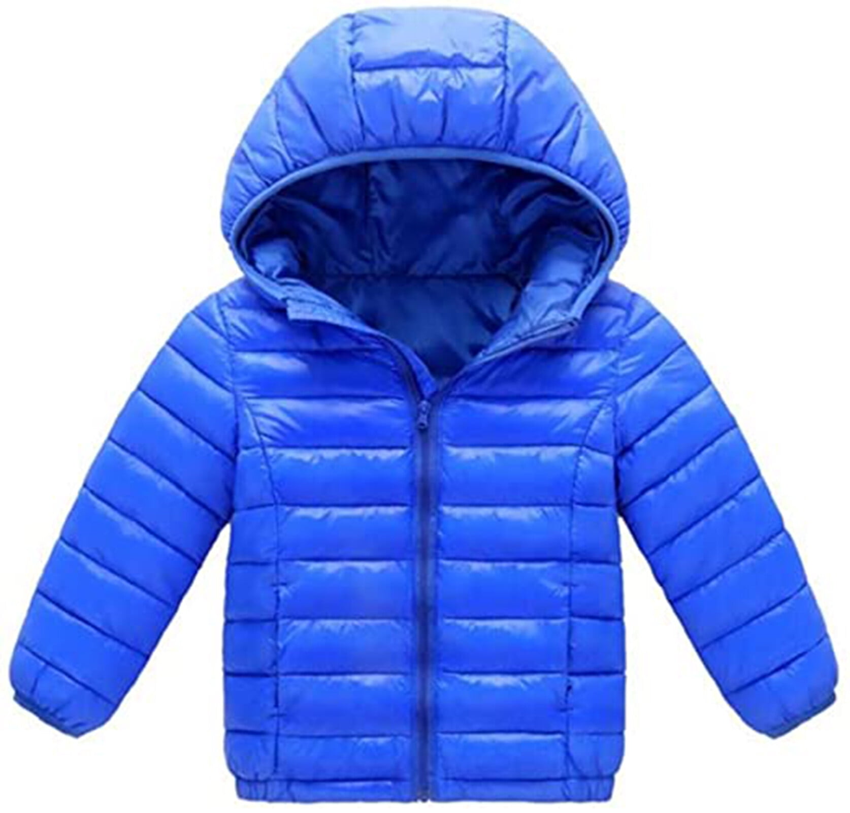 HILEELANG Kids Winter Hooded Puffer Jacket, Lightweight Royal Blue Coat ...