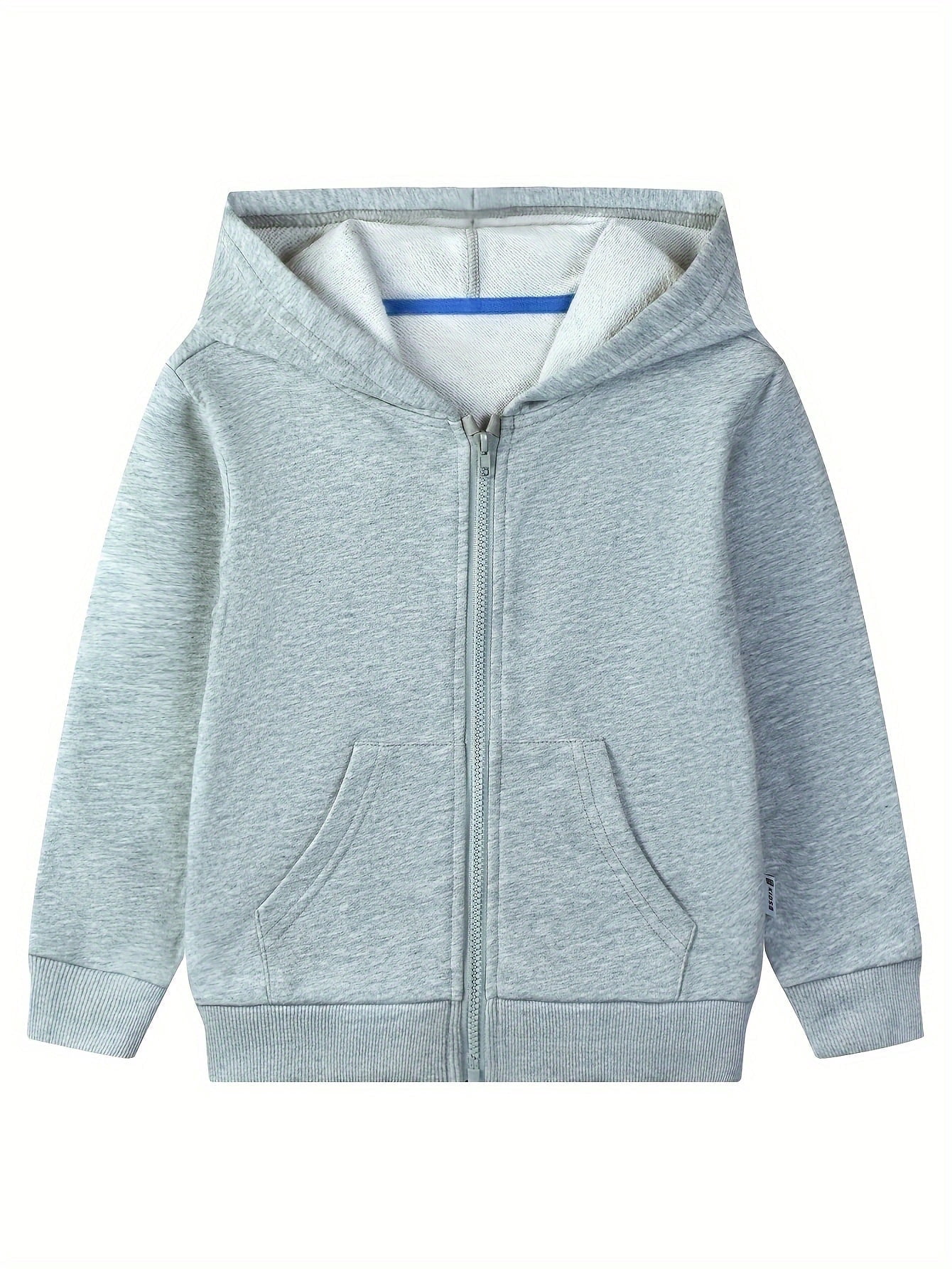 HILEELANG 4-12 Toddler/Little/Big Boys Girls Gray Solid Color Zip Up ...