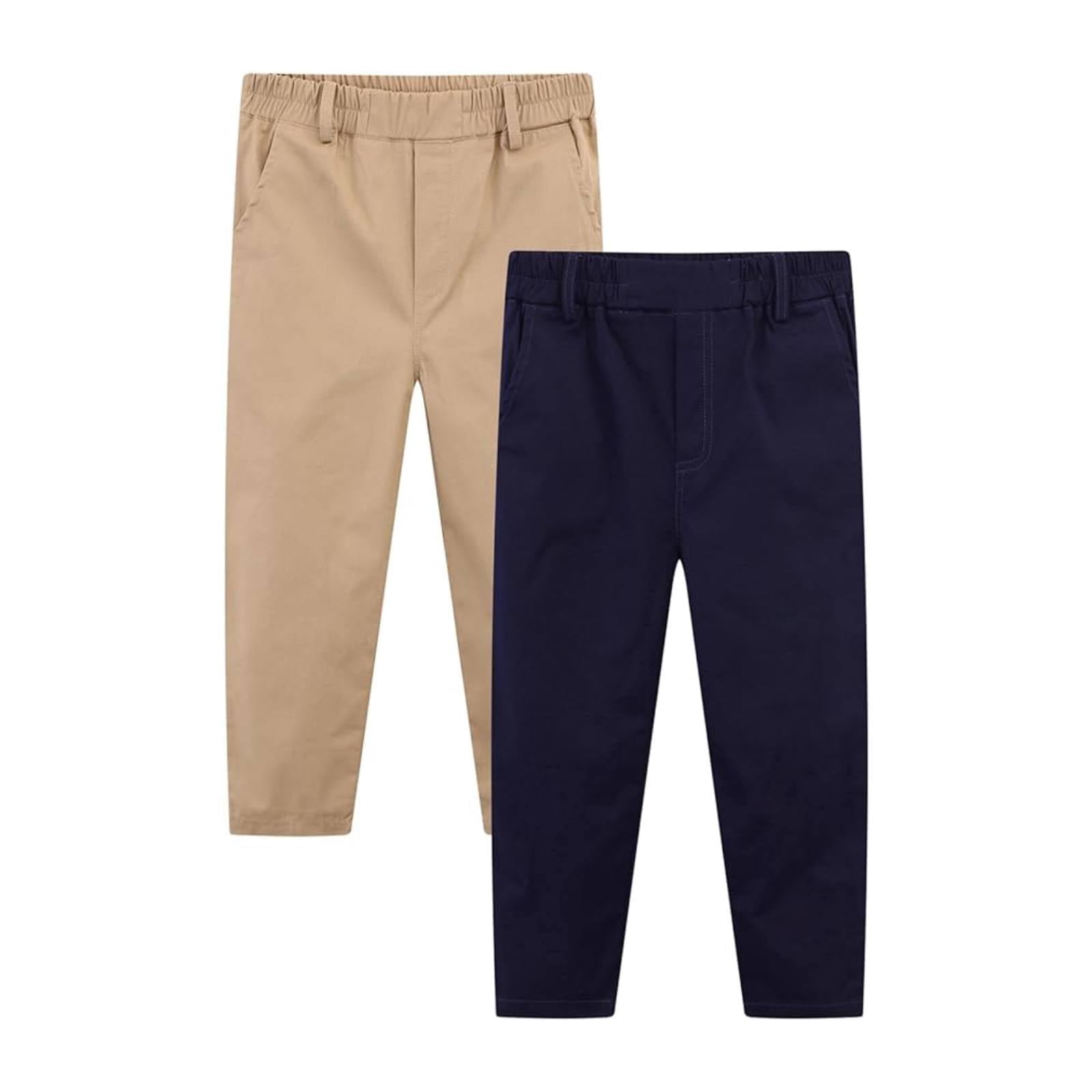 HILEELANG Little Boy Chino Pants School Uniform Elastic Stretch Khaki ...