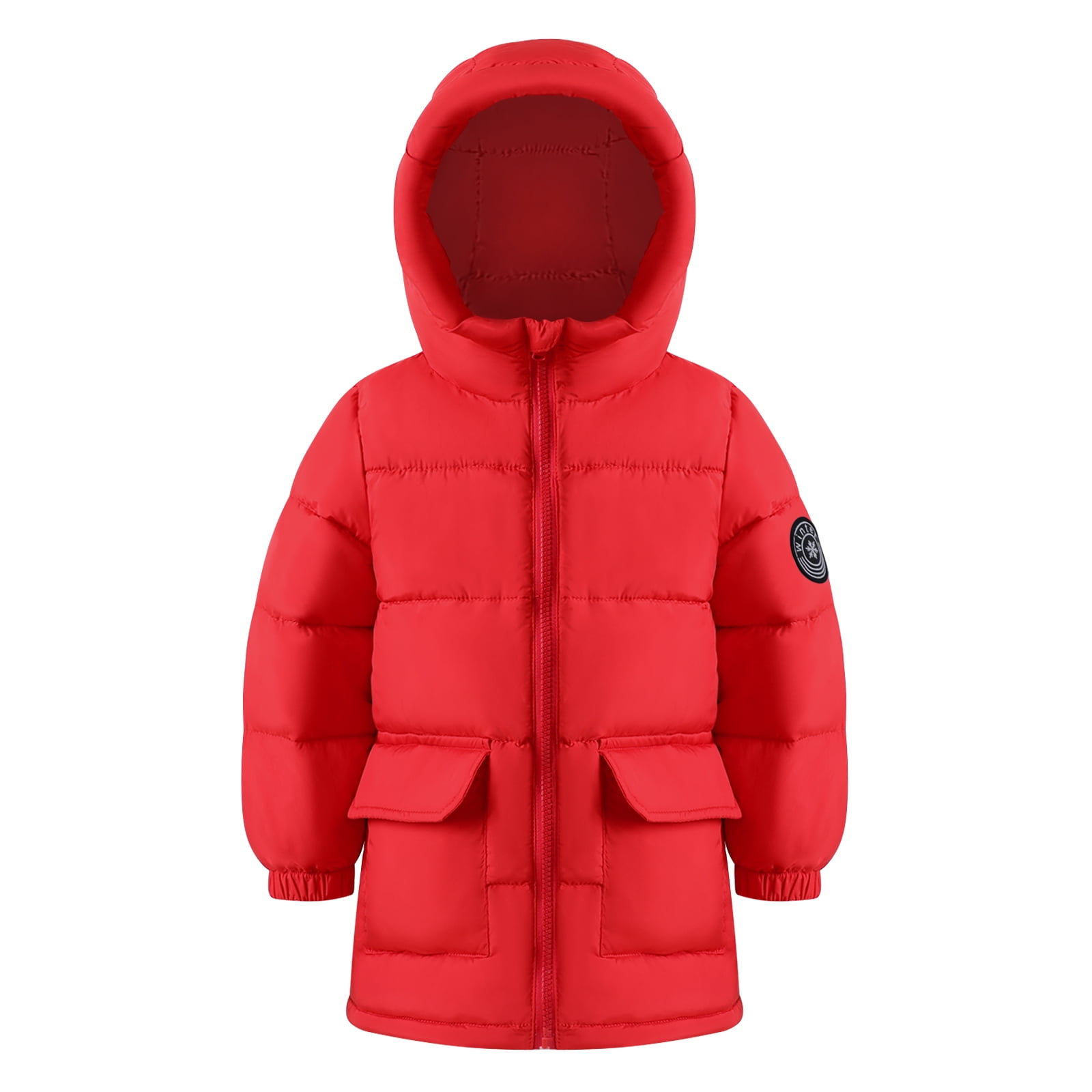 HILEELANG Little Boy Girl Winter Puffer Jackets Coats Christmas Red Hooded Light Weight Warm ...