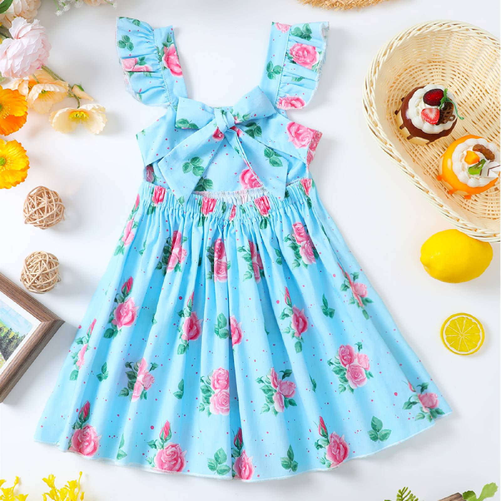 HILEELANG Little Flower Girl Spring Easter Pink Rose Floral Ruffled ...