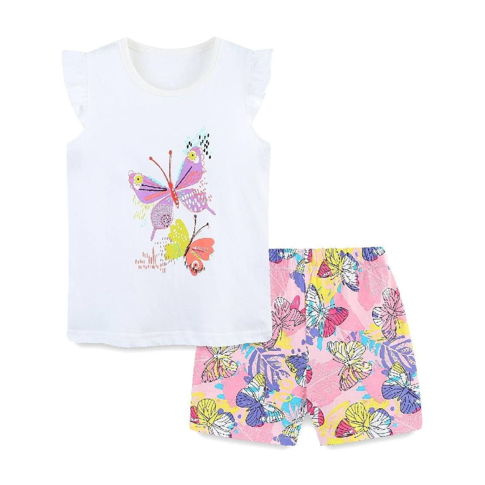 HILEELANG Little Girl Summer Short Clothes Sets Outfits Easter Cotton ...