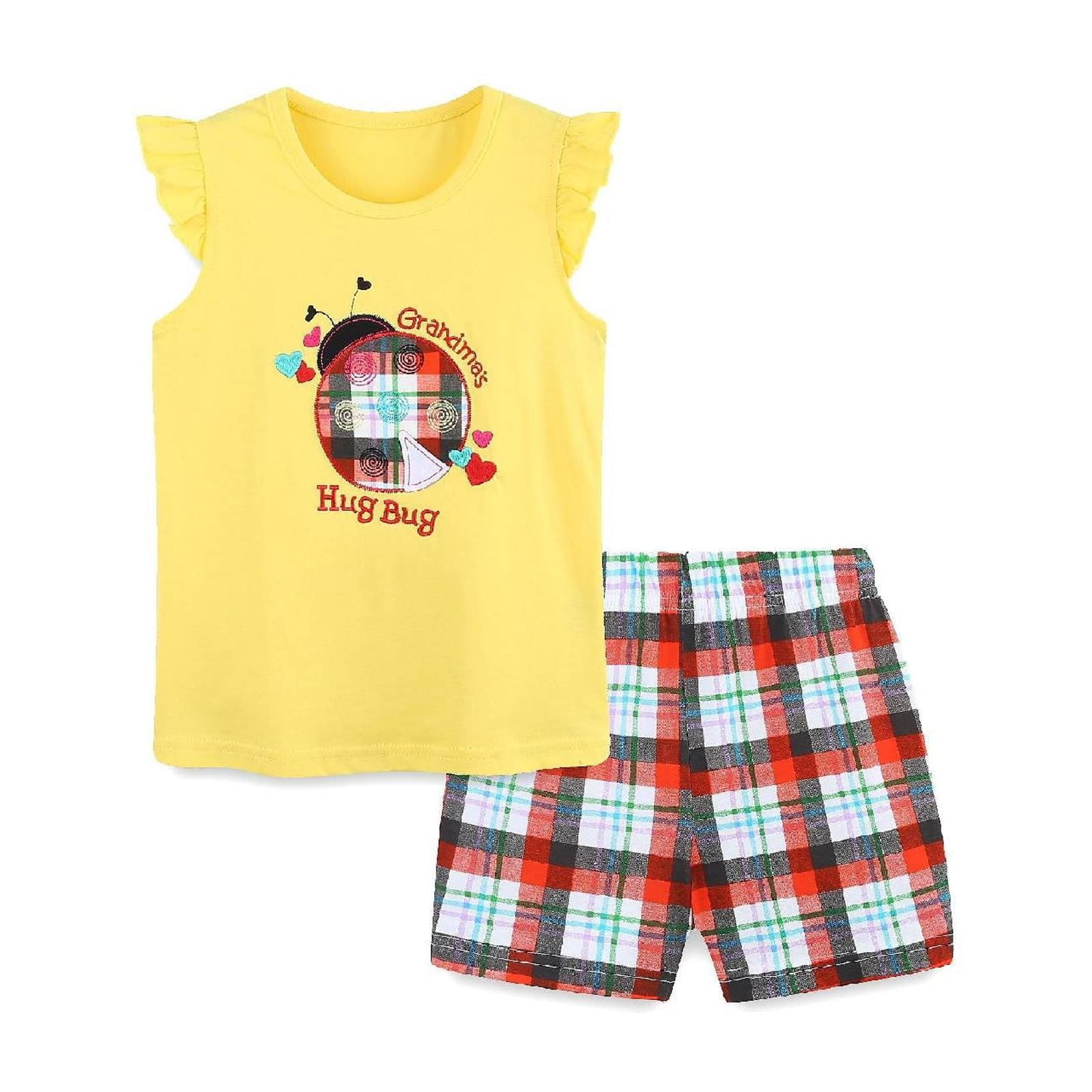 HILEELANG Little Girl Summer Short Clothes Sets Outfits Easter Cotton ...