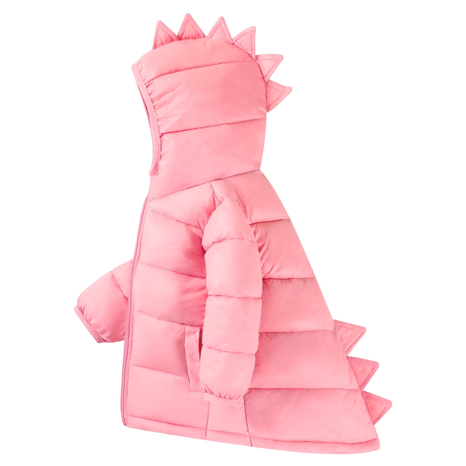 HILEELANG Little Girl Winter Puffer Jackets Coats Pink Dinosaur Hooded Light Weight Padded ...