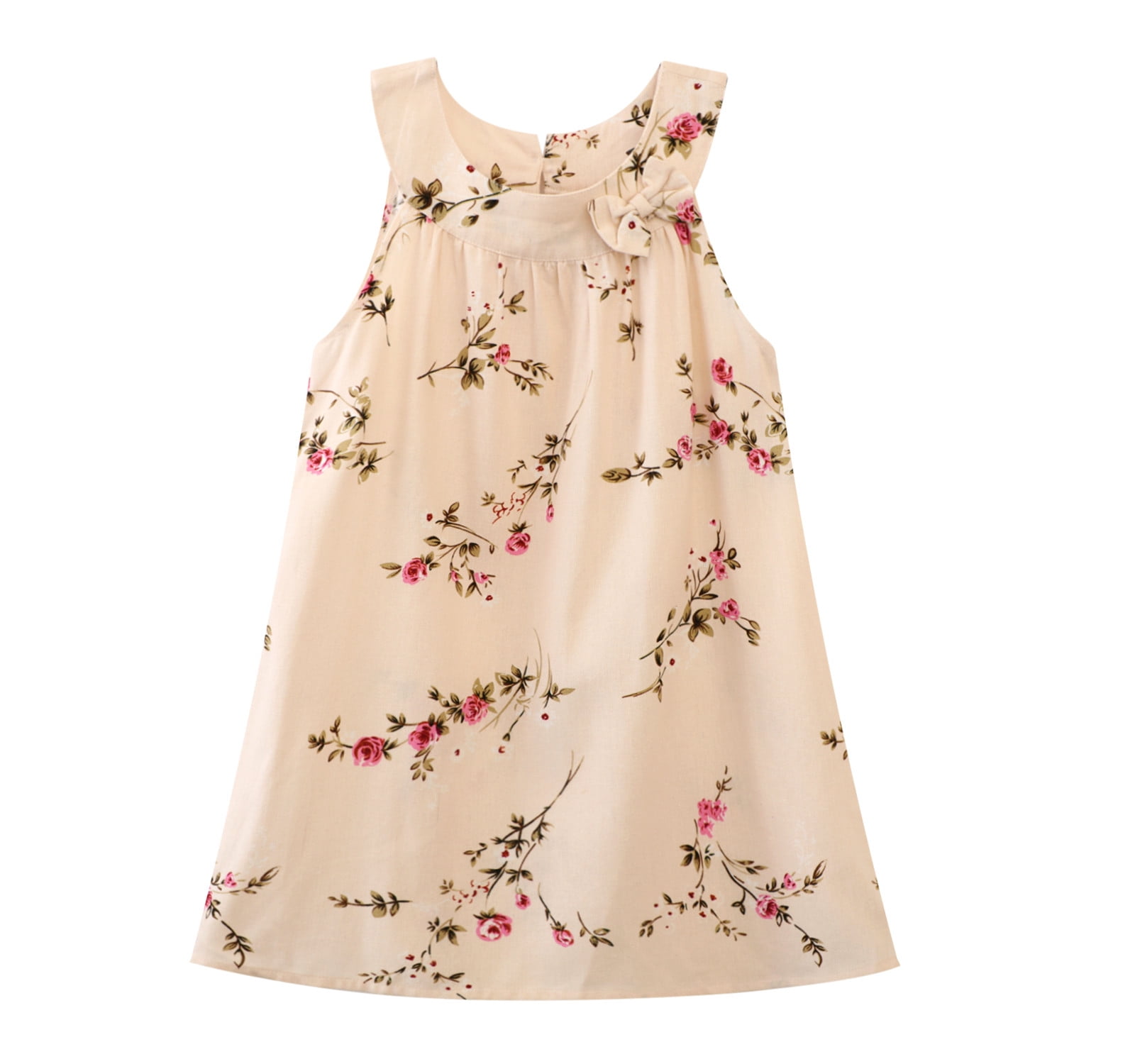 HILEELANG Little Girls Cotton Dress, Sleeveless Summer Striped Playwear ...