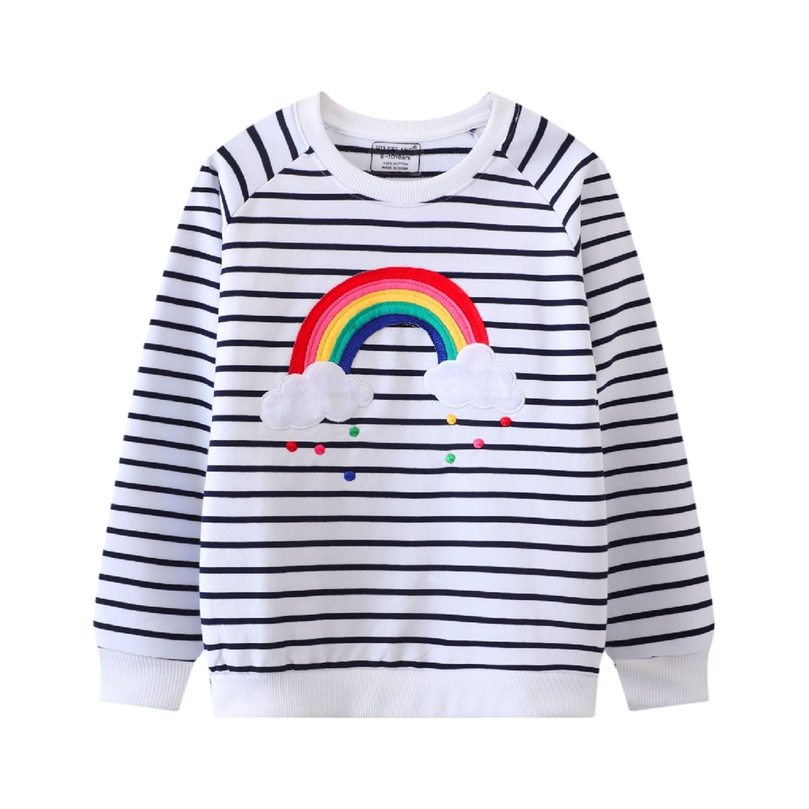 HILEELANG Toddle Girl Sweatshirts Black and White Rainbow Cotton Casual ...
