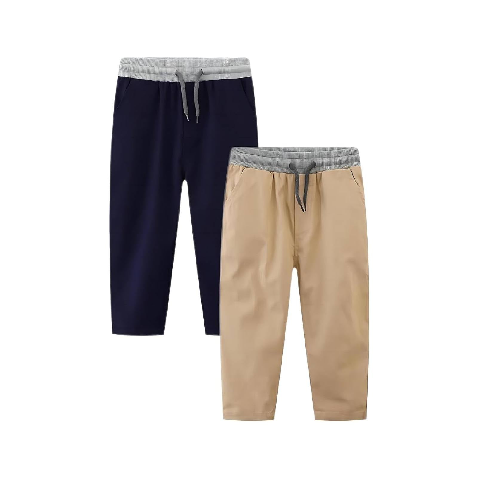 HILEELANG Toddler Boy Chino Pants School Uniform Elastic Stretch Khaki ...