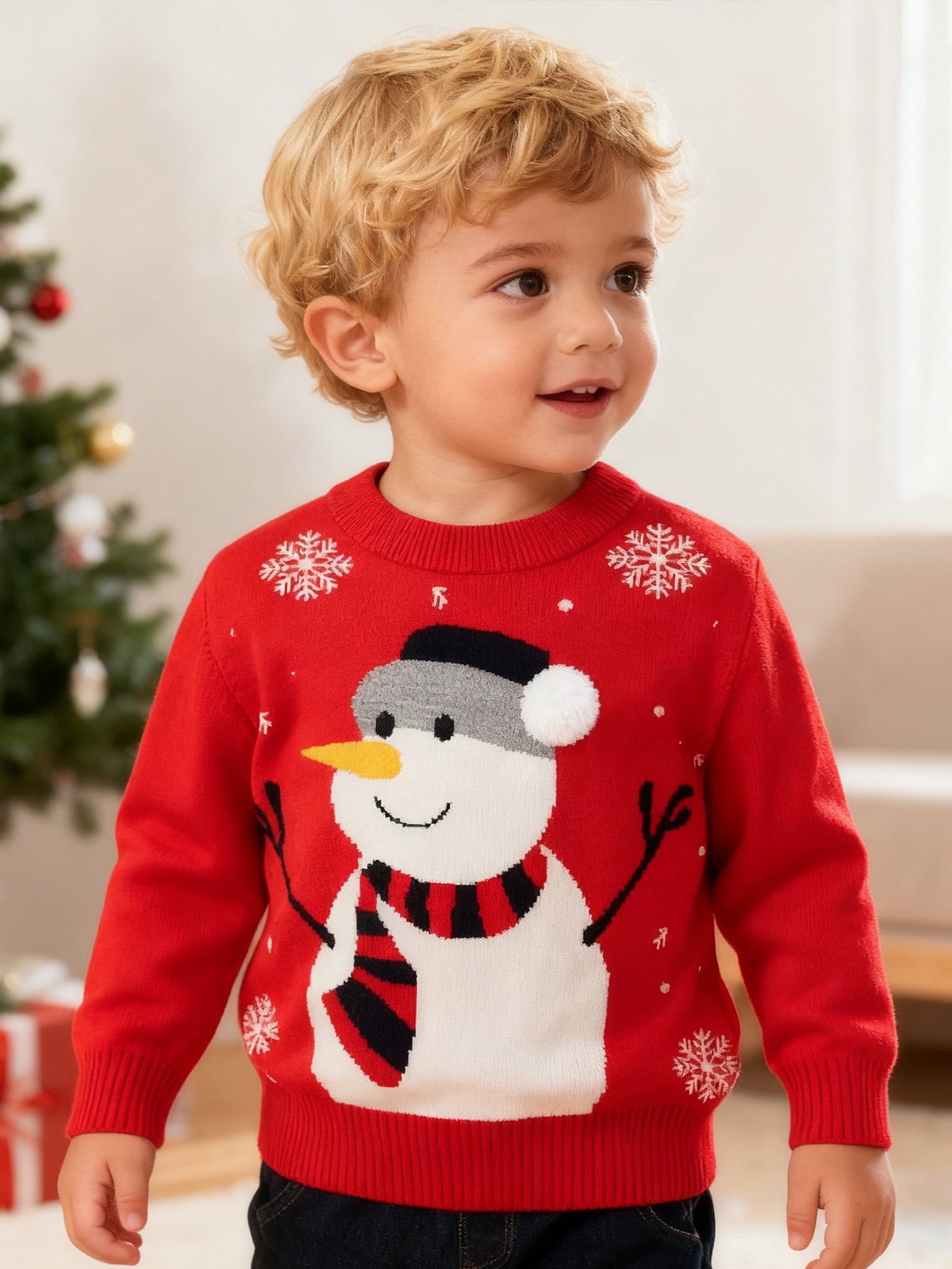 HILEELANG Toddler Boy Girl Christmas Sweater Knite Pullover Xmas Red ...