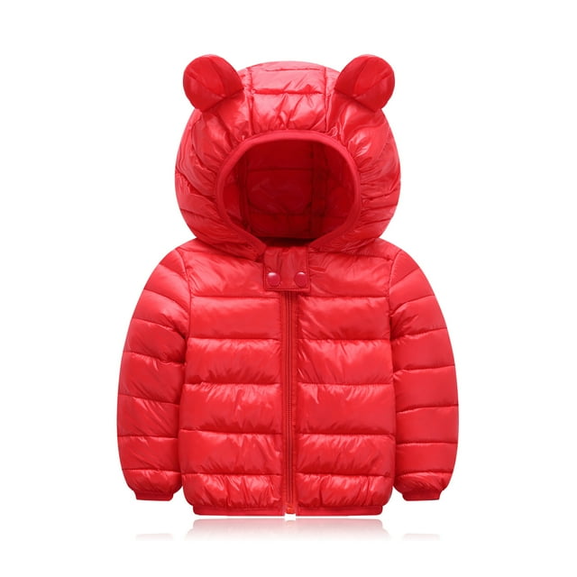 HILEELANG Toddler Boy Girl Winter Cute Puffer Jacket Coats Light Weight Padded Outwear Red 4T ...
