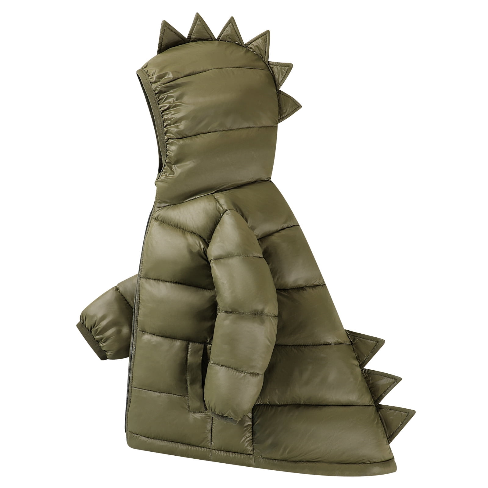 HILEELANG Toddler Boy Girl Winter Puffer Jackets Coats Amy Green Dinosaur Hooded Light Weight ...
