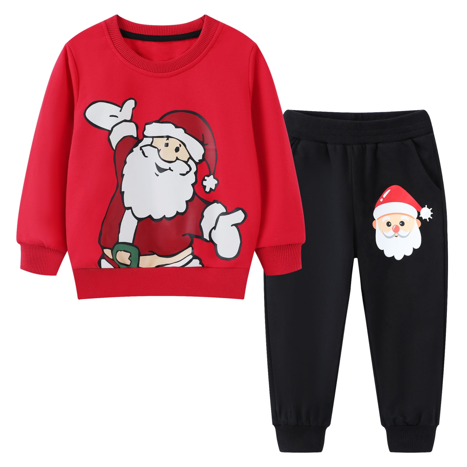 HILEELANG Toddler Boy Pants Set Red Santa Claus Sweatshirt Joggers ...