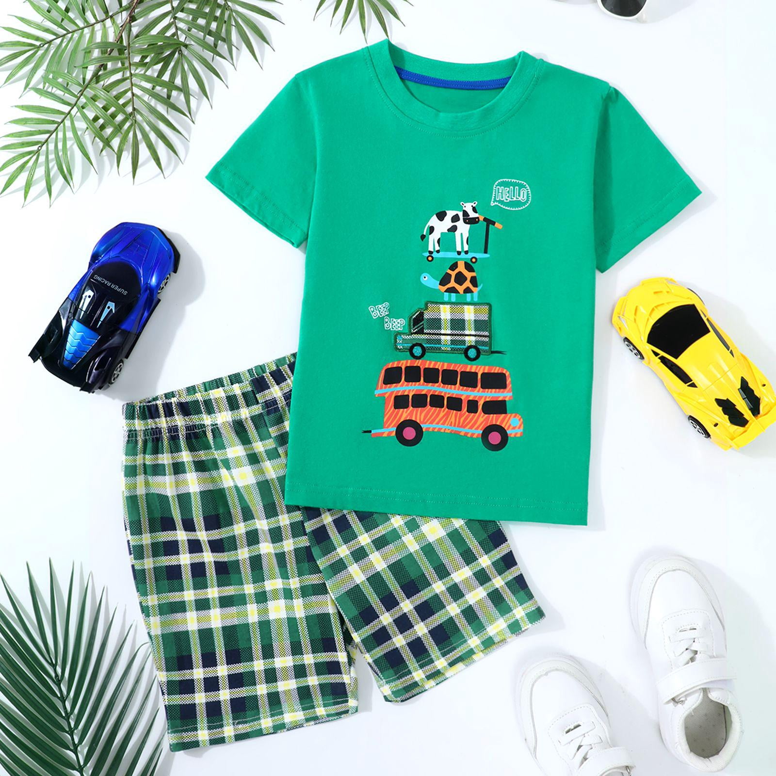 HILEELANG Toddler Boy Summer Short Clothes Sets Outfits Easter Cotton ...