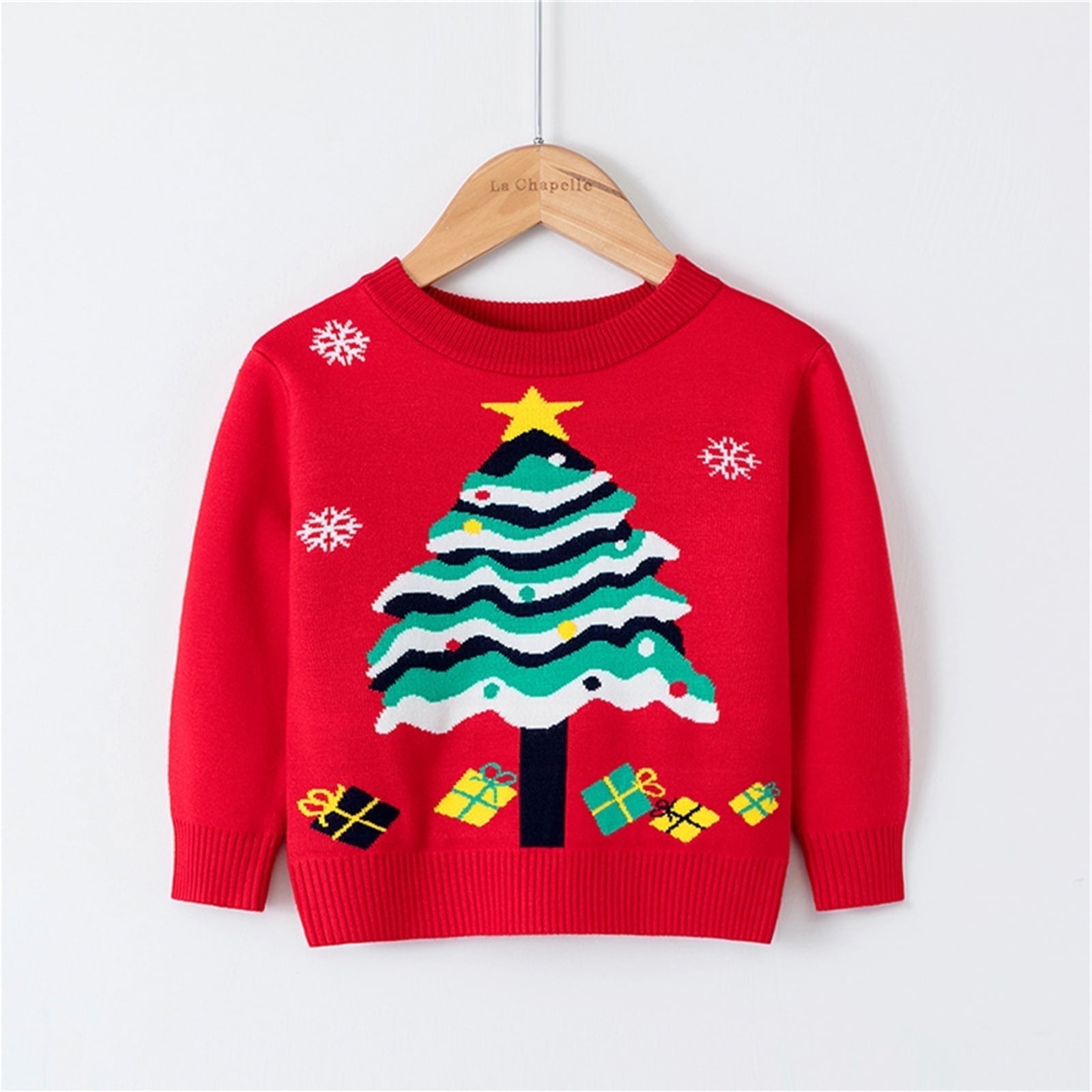 HILEELANG Toddler Boy Girl Sweater Christmas Knit Pullover Crewneck Red ...