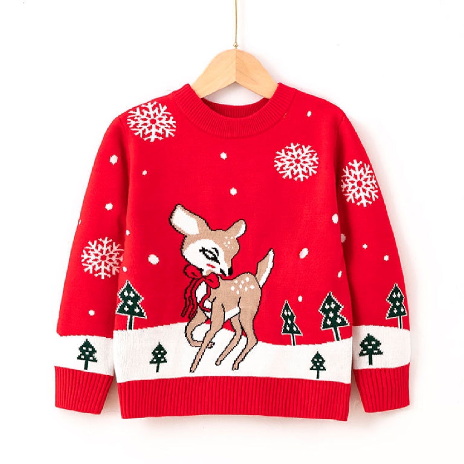 HILEELANG Toddler Boy Girl Sweater Christmas Knit Pullover Crewneck Red ...