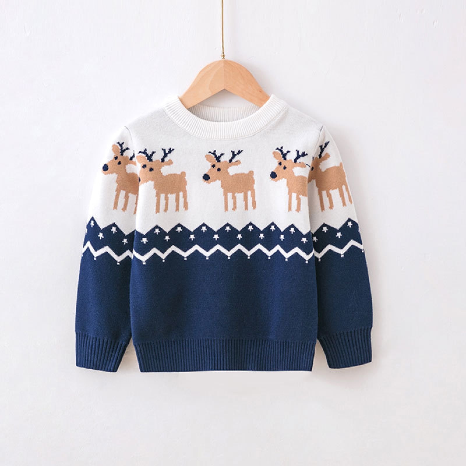 HILEELANG Toddler Christmas Sweater Kids Boy Girl Ugly Navy Blue ELK Deer Pullover Tops 4-5 T ...