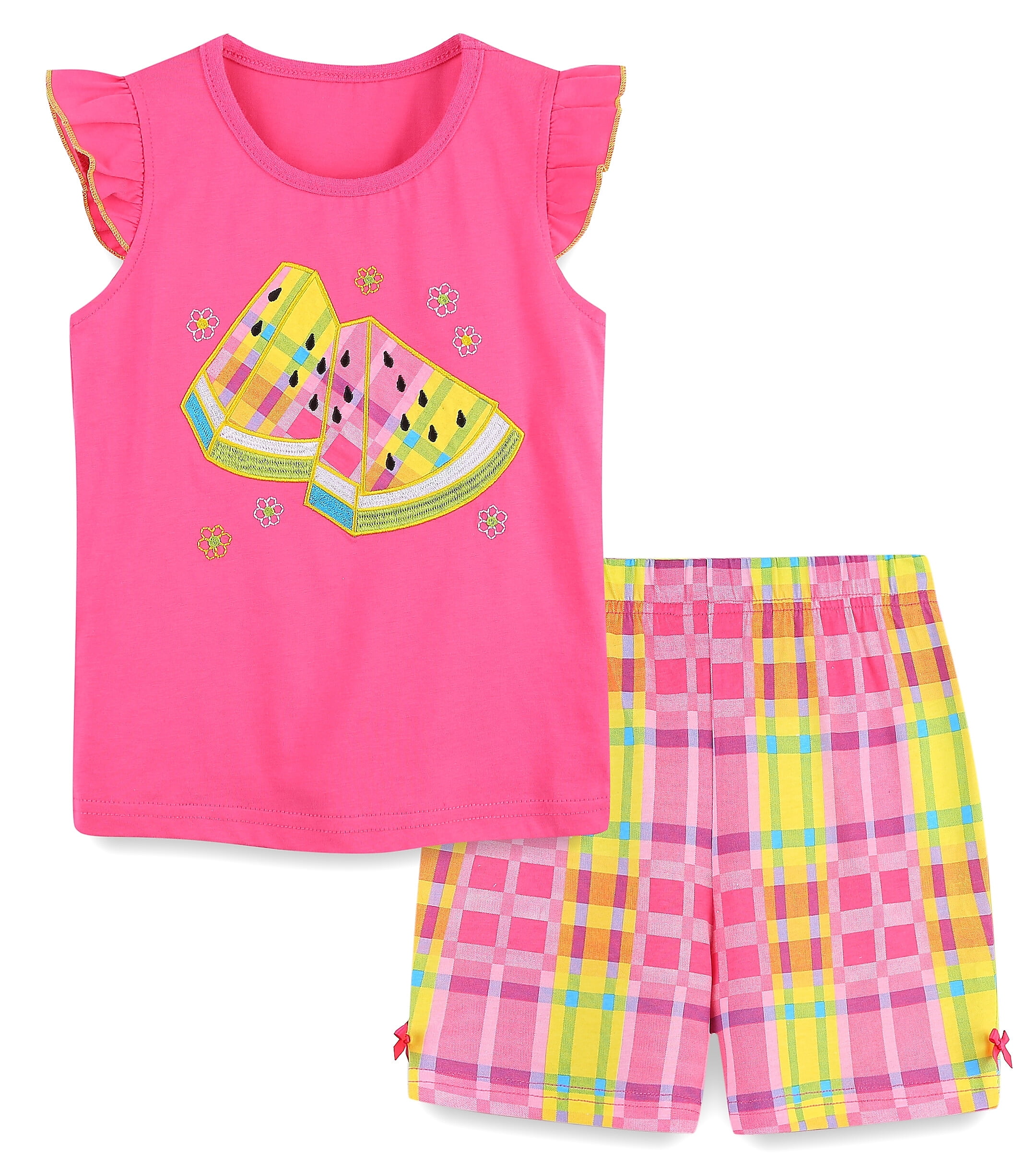 HILEELANG Toddler Girl's Outdoor Summer Clothing Set, 100% Cotton Pink ...