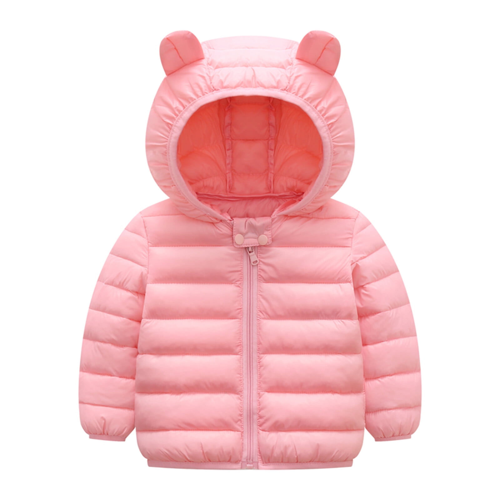HILEELANG Toddler Girl Winter Cute Puffer Jacket Coats Light Weight Padded Outwear Pink 5T ...
